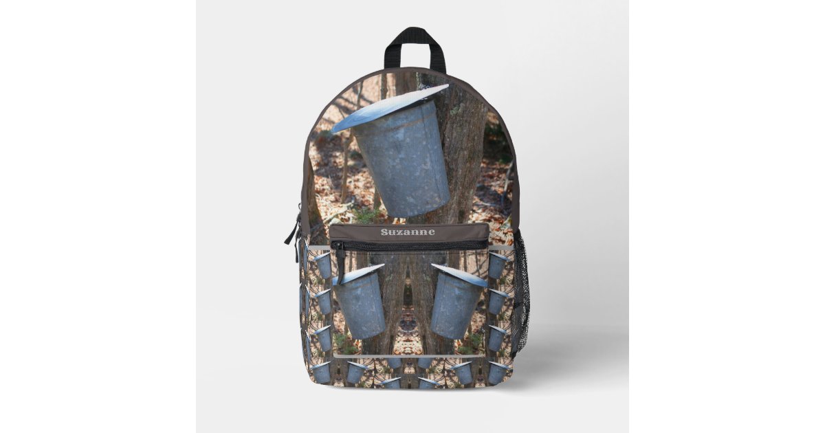 Maple Syrup Sap Bucket On Tree Nature Printed Backpack | Zazzle