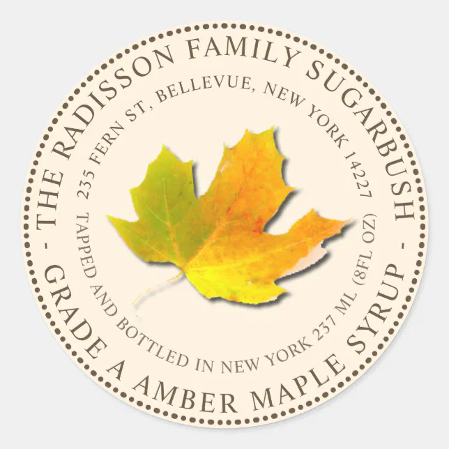 MAPLE SYRUP STATE NAME LABEL IVORY | Zazzle