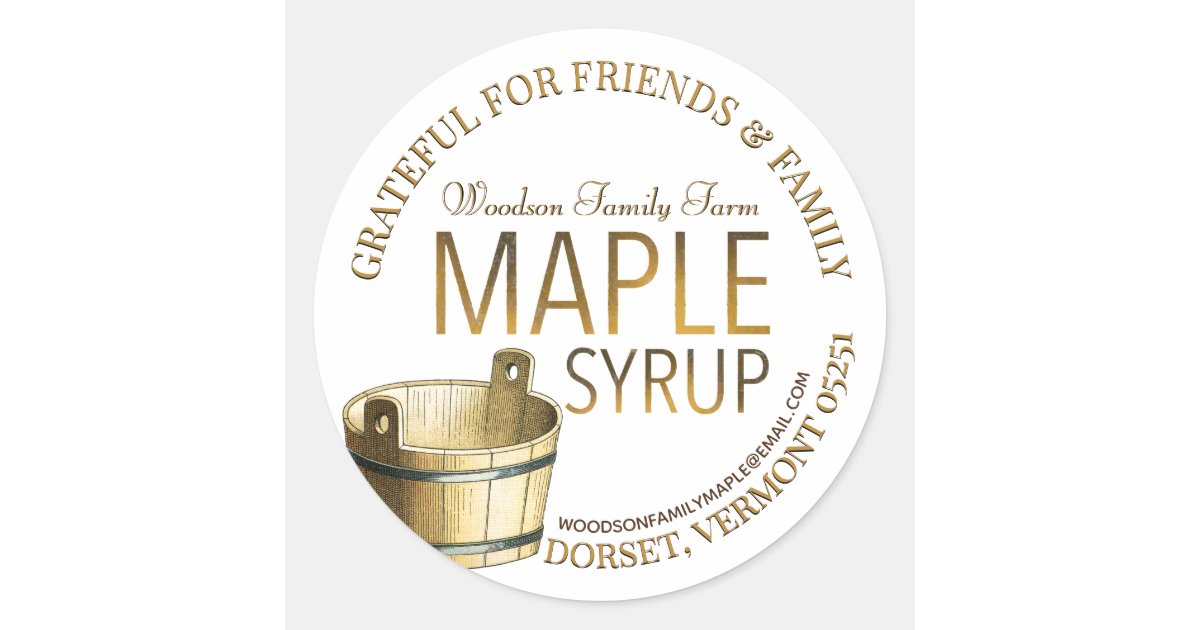 Maple Syrup Thankful for Family and Friends Gift Classic Round Sticker ...