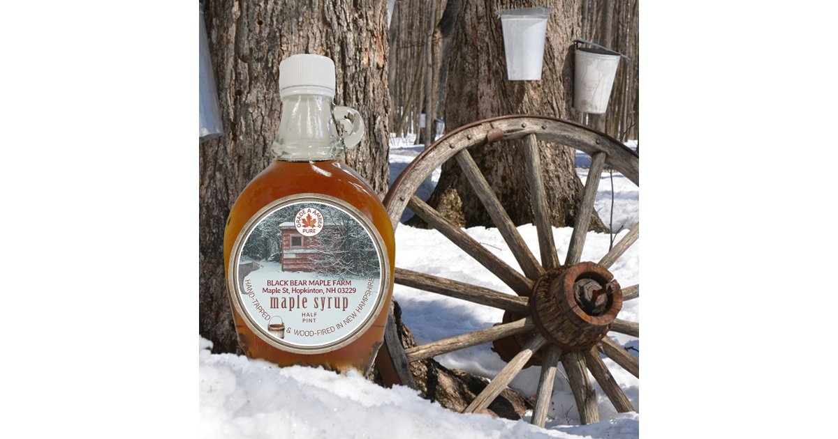 Maple Syrup Woods Bear Bucket Maple Leaf Shack Classic Round Sticker ...