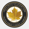 Maple Syrup Yellow Maple Leaf Dotted Border Classic Round Sticker | Zazzle