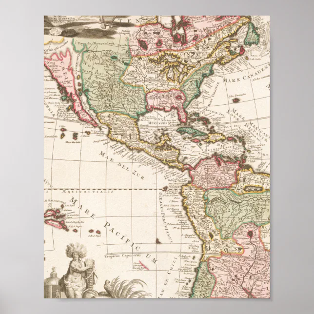 Maps of North and South America (1680-1742) Poster | Zazzle