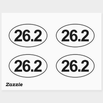 Marathon 26.2 Miles Oval Sticker (White) | Zazzle