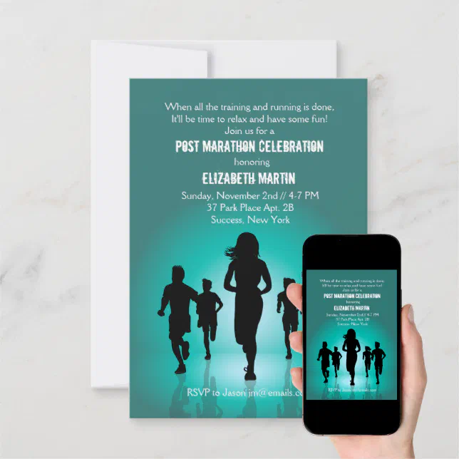 Marathon Run - Post Marathon Party Invitation | Zazzle