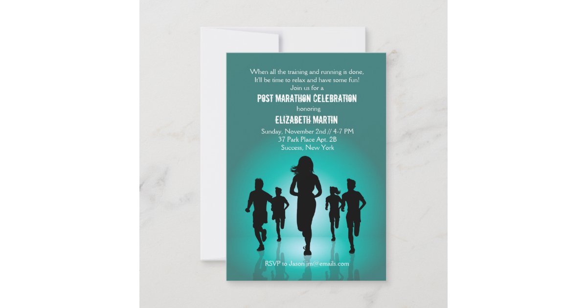 Marathon Run - Post Marathon Party Invitation | Zazzle