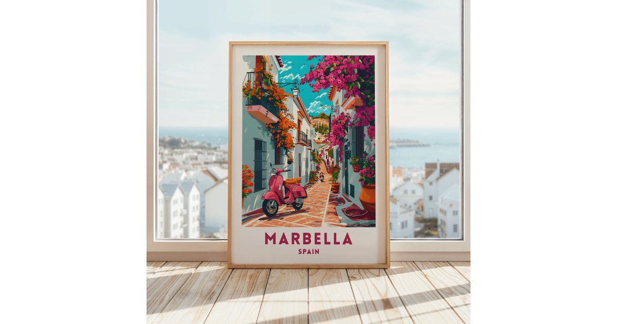 Marbella Spain Travel Print Poster Wall Art | Zazzle