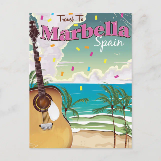 Marbella Spanish vintage holiday poster Postcard | Zazzle