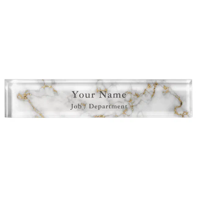 Marble and gold classy executive desk name plate | Zazzle