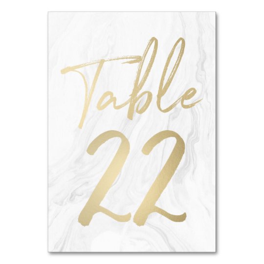 Marble and Gold Script | Table Number Card 22 | Zazzle.com
