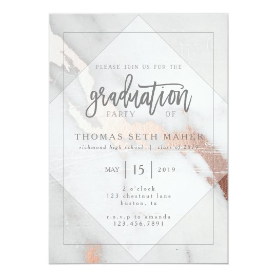 MARBLE AND ROSE GOLD GRADUATION INVITATION | Zazzle.com