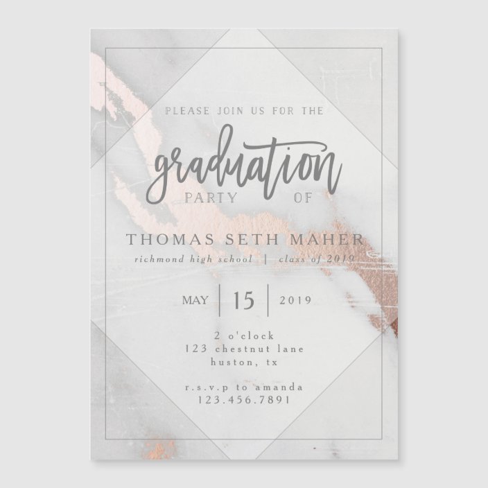 MARBLE AND ROSE GOLD GRADUATION INVITATION | Zazzle.com