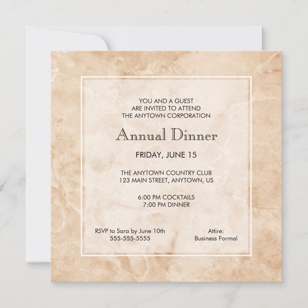Marble Background | Business Professional Dinner Invitation | Zazzle
