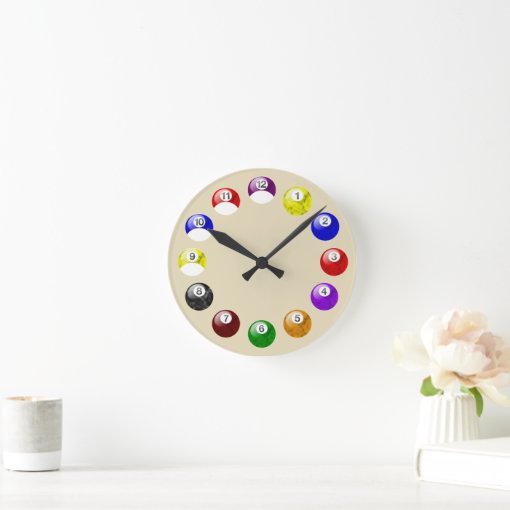 Marble Ball Tan Felt Pool Clock | Zazzle