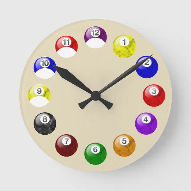 Marble Ball Tan Felt Pool Clock | Zazzle