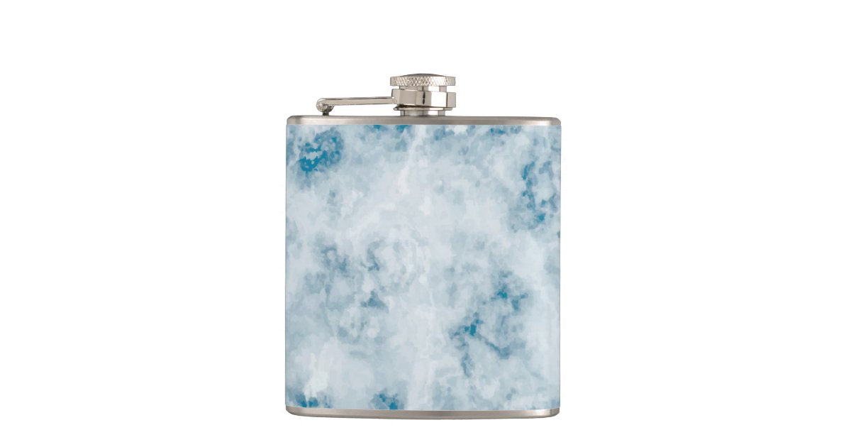 Marble Blue Texture Background Hip Flask | Zazzle