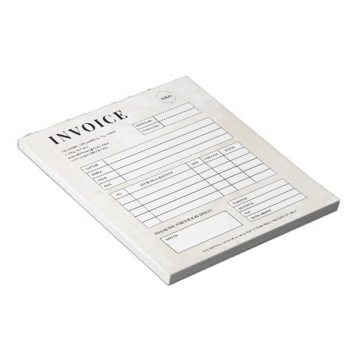 Marble Custom Logo Small Business Invoice Receipt Notepad | Zazzle