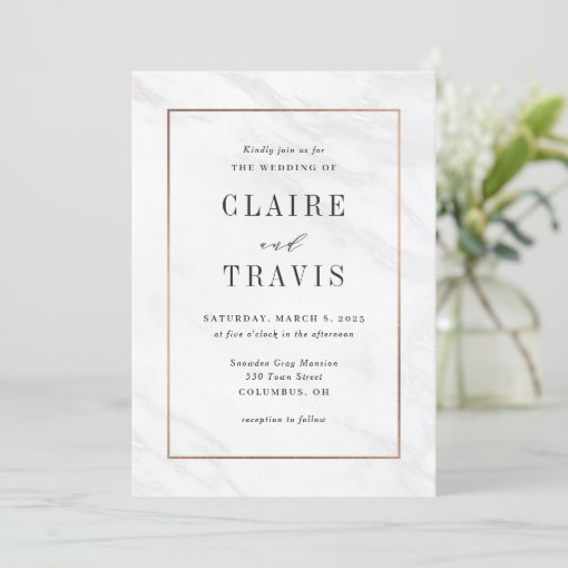 Marble Deluxe Modern Wedding Invitation MAR | Zazzle