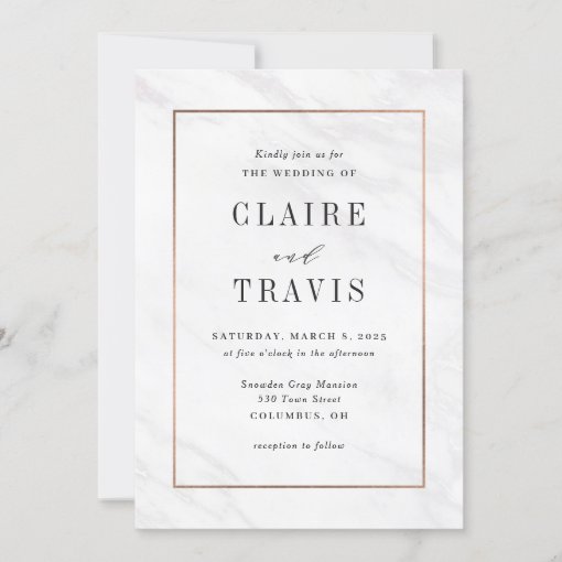 Marble Deluxe Modern Wedding Invitation MAR | Zazzle