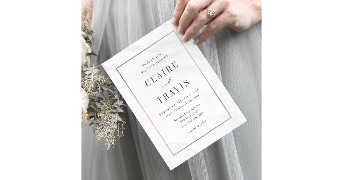 Marble Deluxe Modern Wedding Invitation MAR | Zazzle