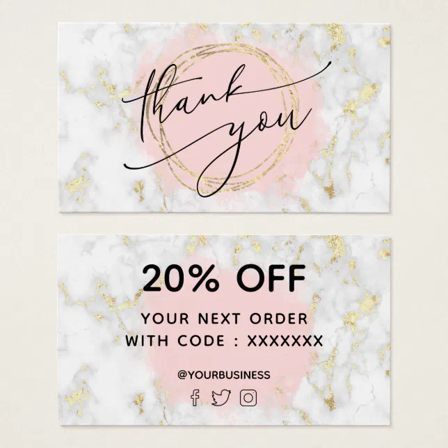 marble design thank you card | Zazzle