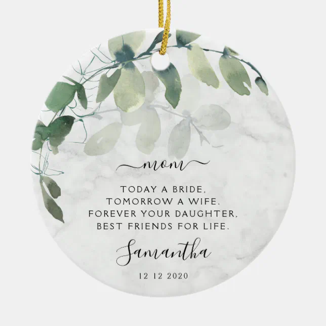Marble Eucalyptus Mother of the Bride Keepsake Ceramic Ornament | Zazzle