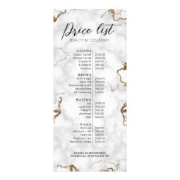 Marble Faux Gold Script Font Salon Price List Menu | Zazzle