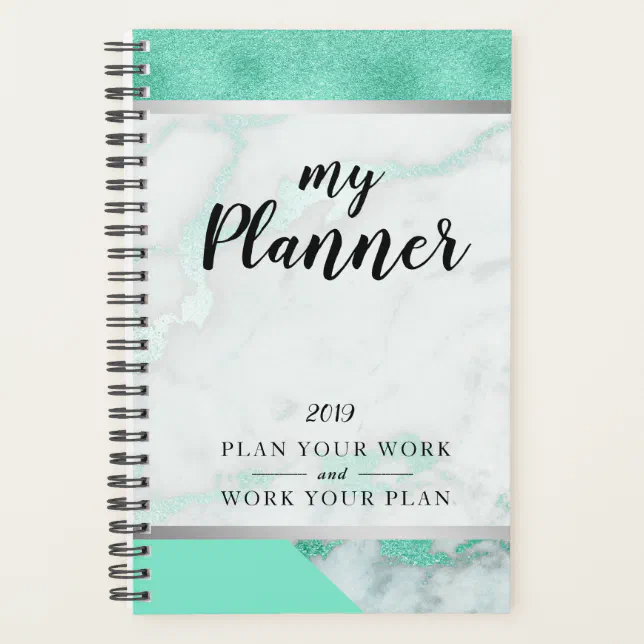 Marble Frosted Mint Green Glam Planner | Zazzle