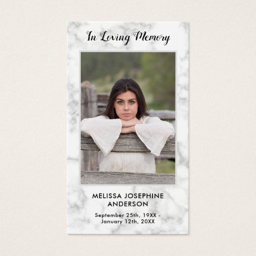 Marble Funeral Memorial Photo Sympathy Prayer Card | Zazzle