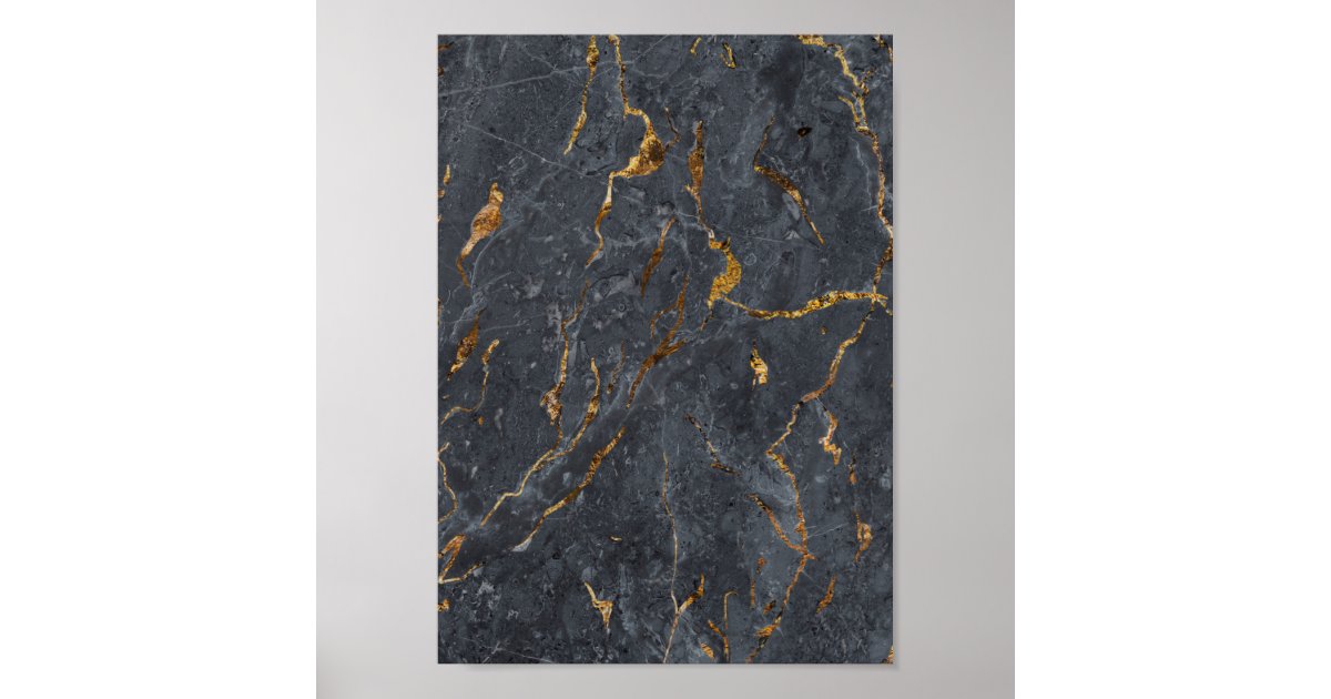 Marble Glitter Geometric Poster | Zazzle