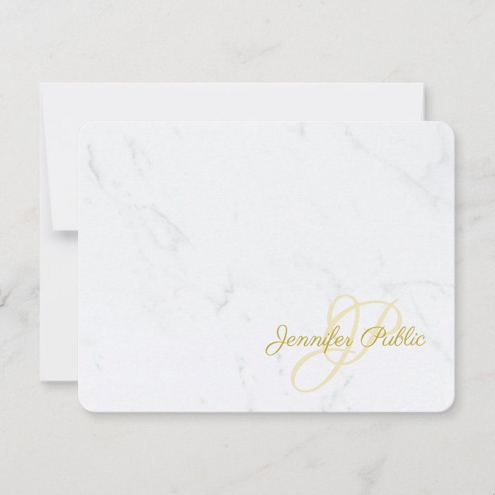 Marble Gold Calligraphed Script Name Modern Trendy Note Card | Zazzle.com