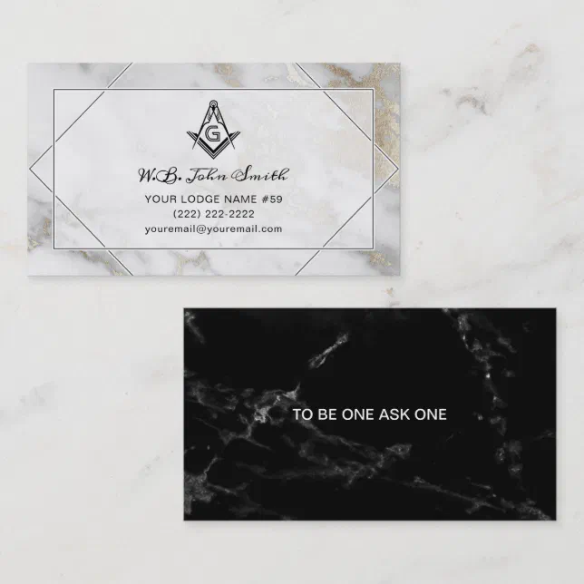 Marble Gold Masonic Business Cards | Freemason | Zazzle