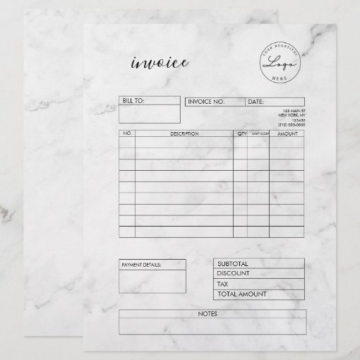 Marble Invoice Small Business Supplies Letterhead | Zazzle
