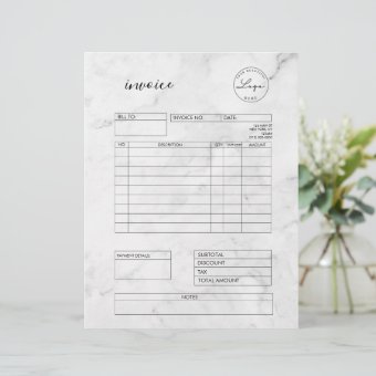 Marble Invoice Small Business Supplies Letterhead | Zazzle