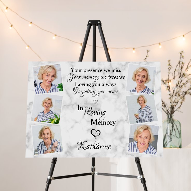Marble Memorial Remembrance Photo Collage Funeral Foam Board | Zazzle