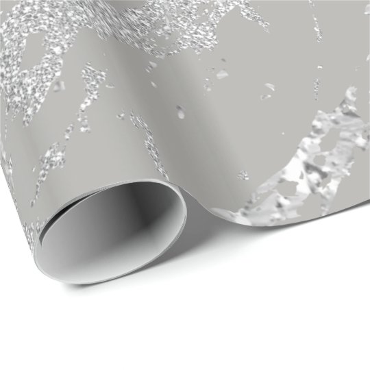 Marble Metallic Silver Gray Strokes Abstract VIP Wrapping Paper ...
