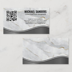 Marble Metallic Wave | QR Code Business Card | Zazzle