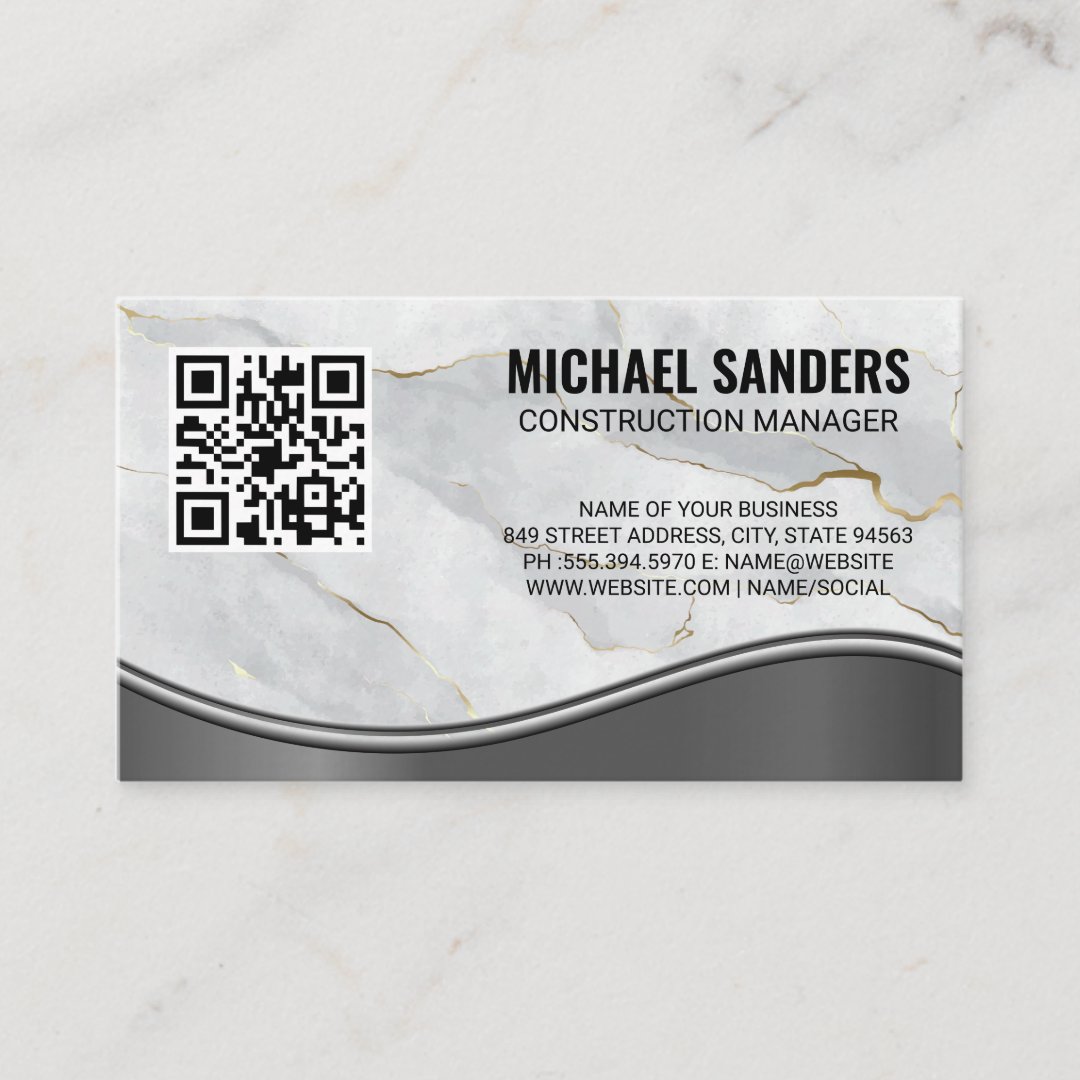 Marble Metallic Wave | QR Code Business Card | Zazzle
