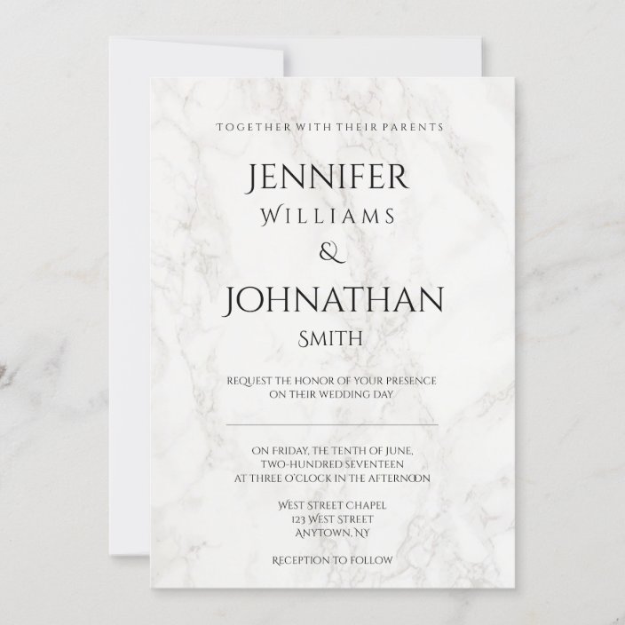 Marble modern wedding invitations | Zazzle.com