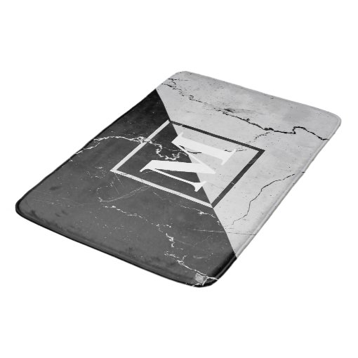 Marble Monogram Bath Mat | Zazzle