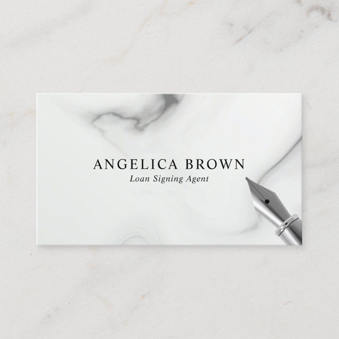 Marble Notary Loan Signing Agent Business Card | Zazzle