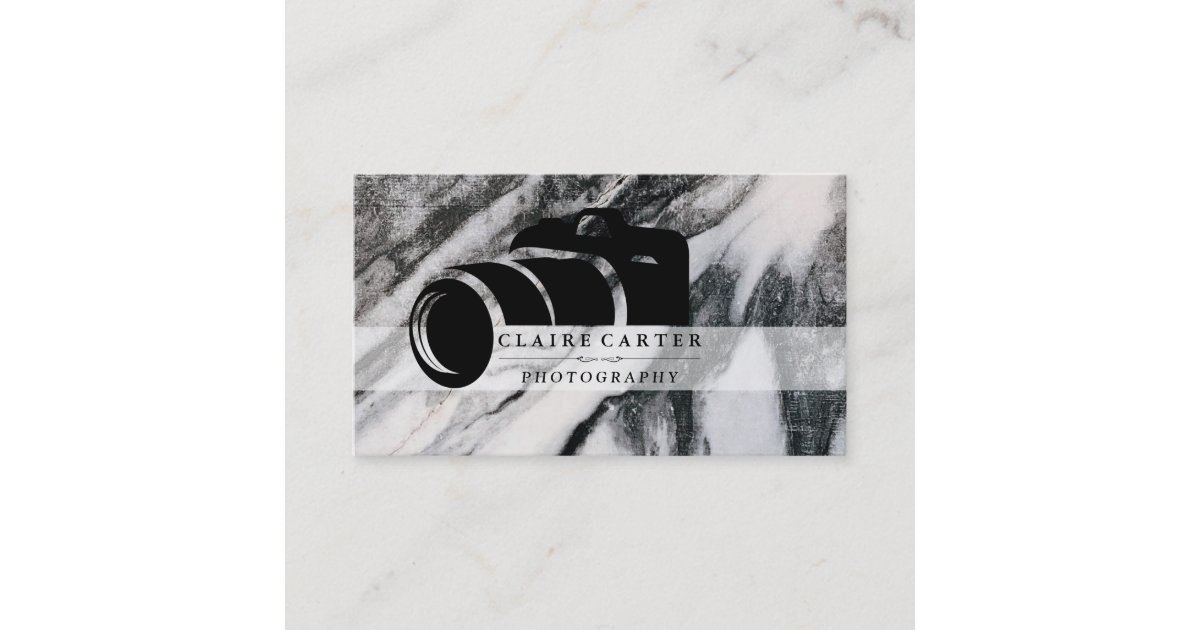Marble | Photographer | Camera Logo Business Card | Zazzle