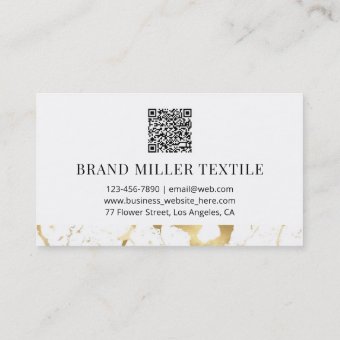 Marble QR Code Faux Gold Foil Business Card | Zazzle