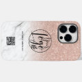 Marble rose gold business corporate logo qr code Case-Mate iPhone case ...