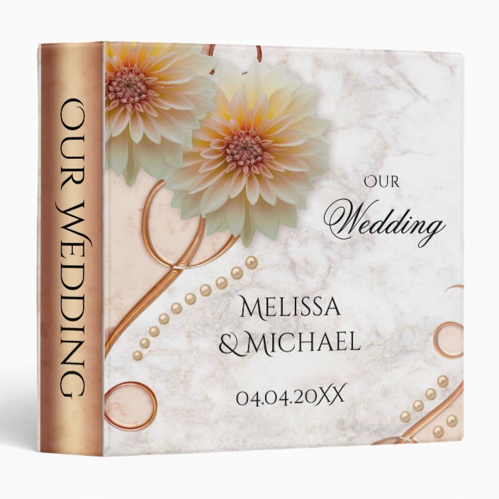 Marble Rose Gold Floral Wedding Binder | Zazzle.com
