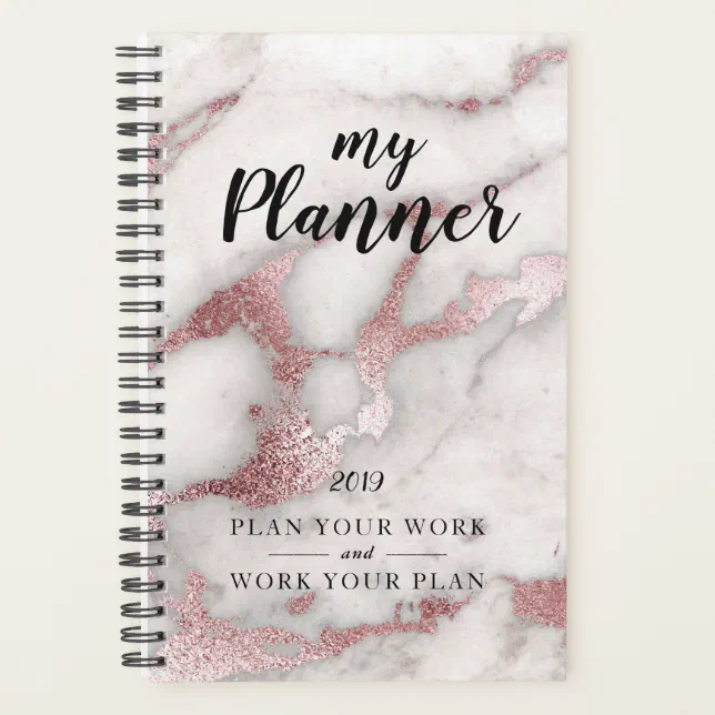 Marble Rose Gold Glam Planner | Zazzle