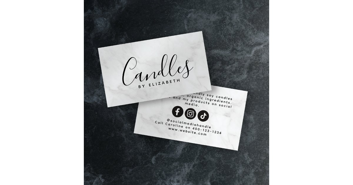 Marble Script Candle Maker Calling Card | Zazzle