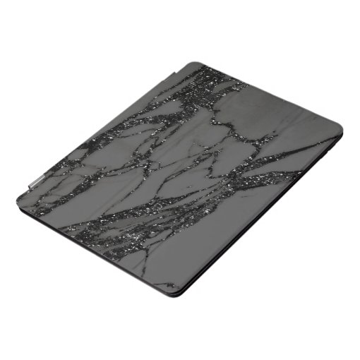 Marble Silver Gray Black Stone Gray Abstract Glitt iPad Pro Cover | Zazzle