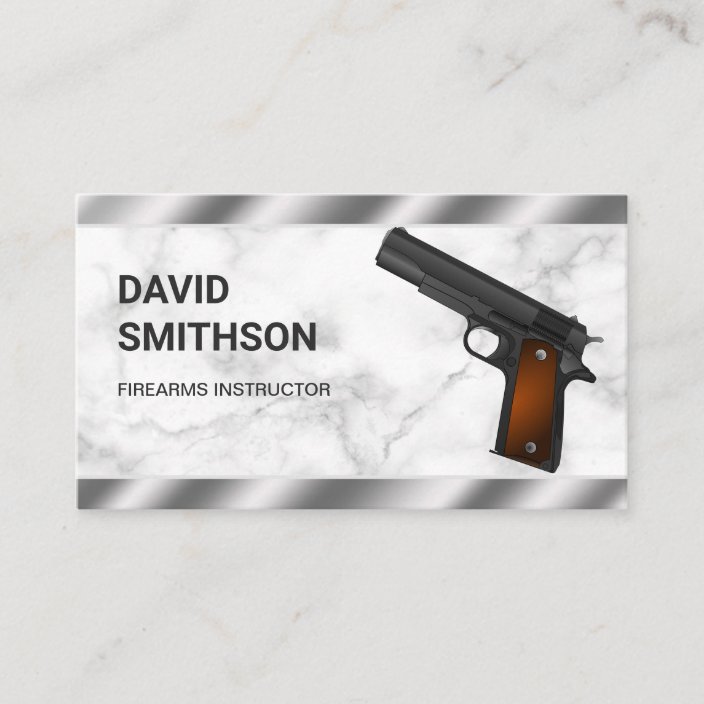 Marble Steel Pistol Gun Shop Gunsmith Firearms Business Card | Zazzle.com