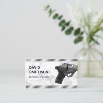 Marble Steel Revolver Gun Shop Gunsmith Firearms Business Card | Zazzle