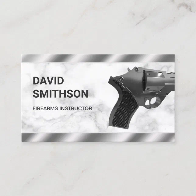 Marble Steel Revolver Gun Shop Gunsmith Firearms Business Card | Zazzle